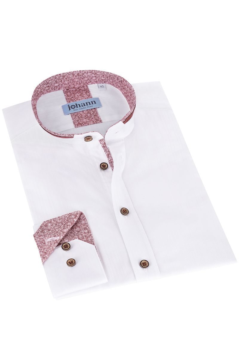 Trachtenhemd langarm weiß rot Johann 014582 ~ 38