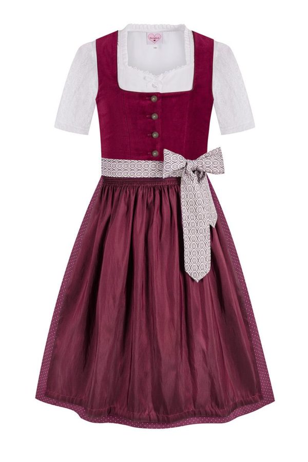 Kinder Dirndl rot Samt Caroline 015895 ~ 104
